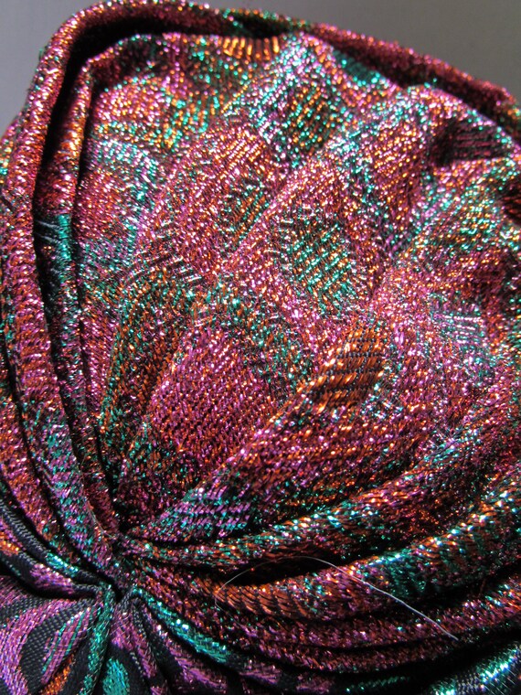 SALE Vintage Hat Metallic Thread Tiered Design Geomet… - Gem