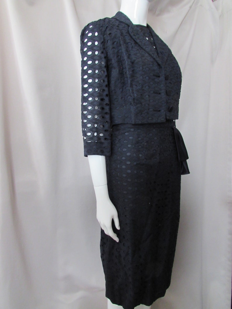 1950 Era Navy Eyelet Sheath Matching Jacket Jack Stern - Etsy