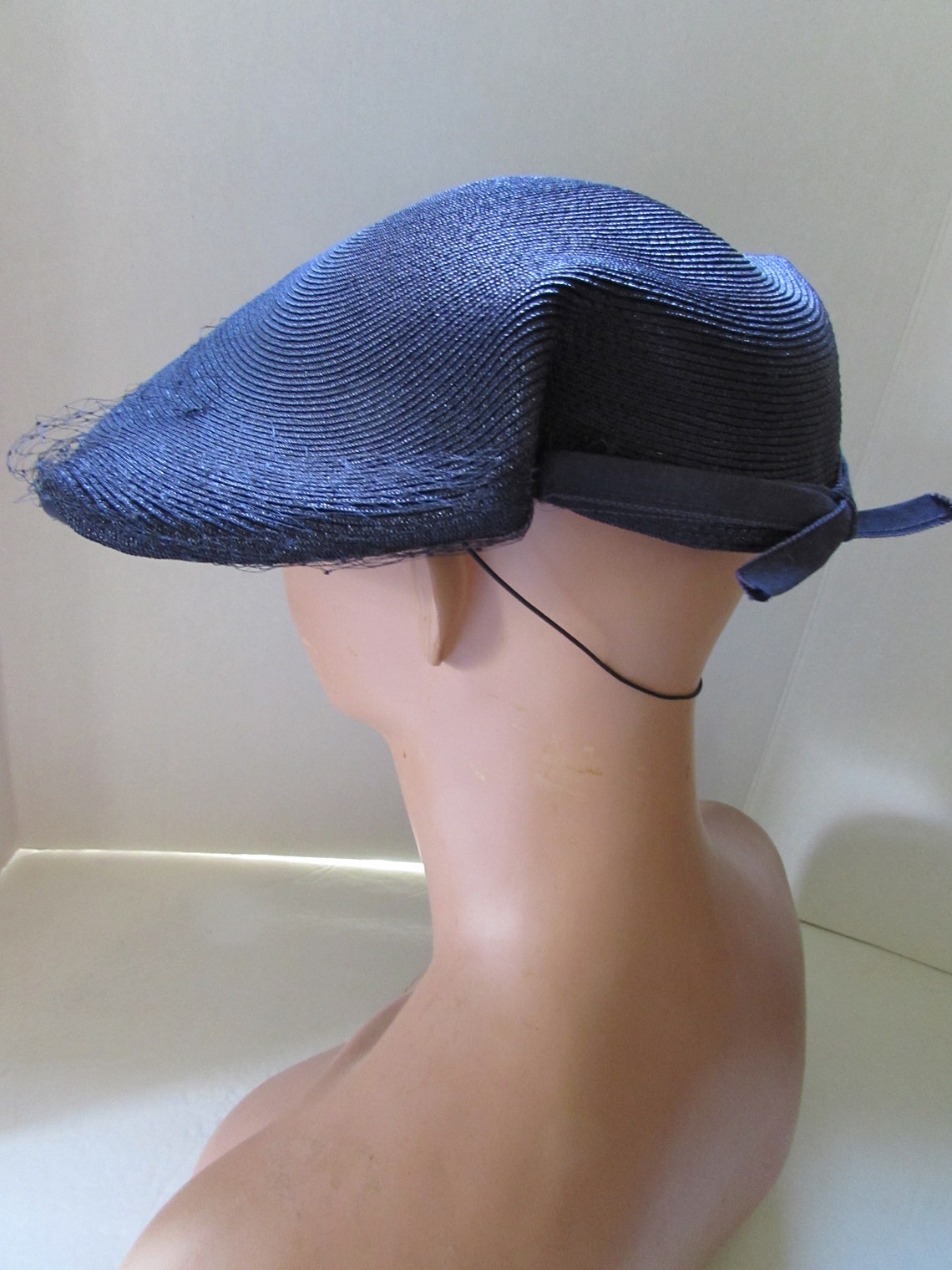 Navy Straw Hat Angled Wings Spring Hat Summer Hat Lazarus - Etsy
