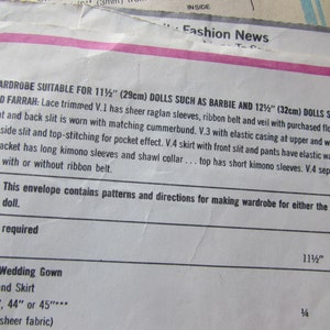 Sewing Pattern Doll Clothes 1979 Fashions Barbie Cher Farrah Simplicity ...