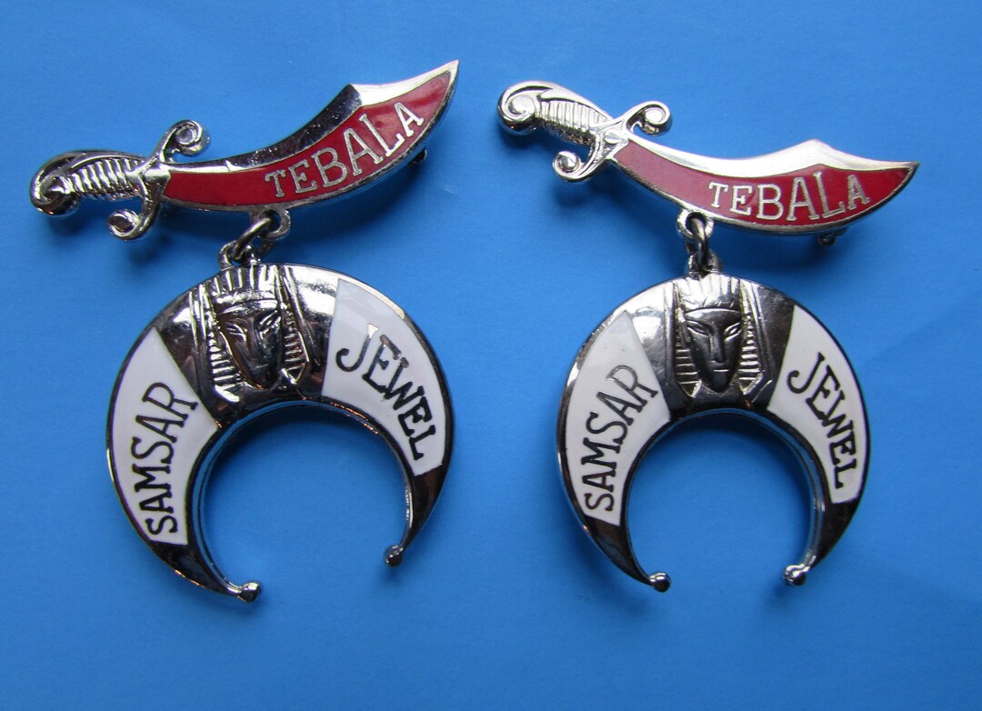 Masonic Jewelry Shriner Pins Red Scimitar Silver Tone Crescent Sphinx ...