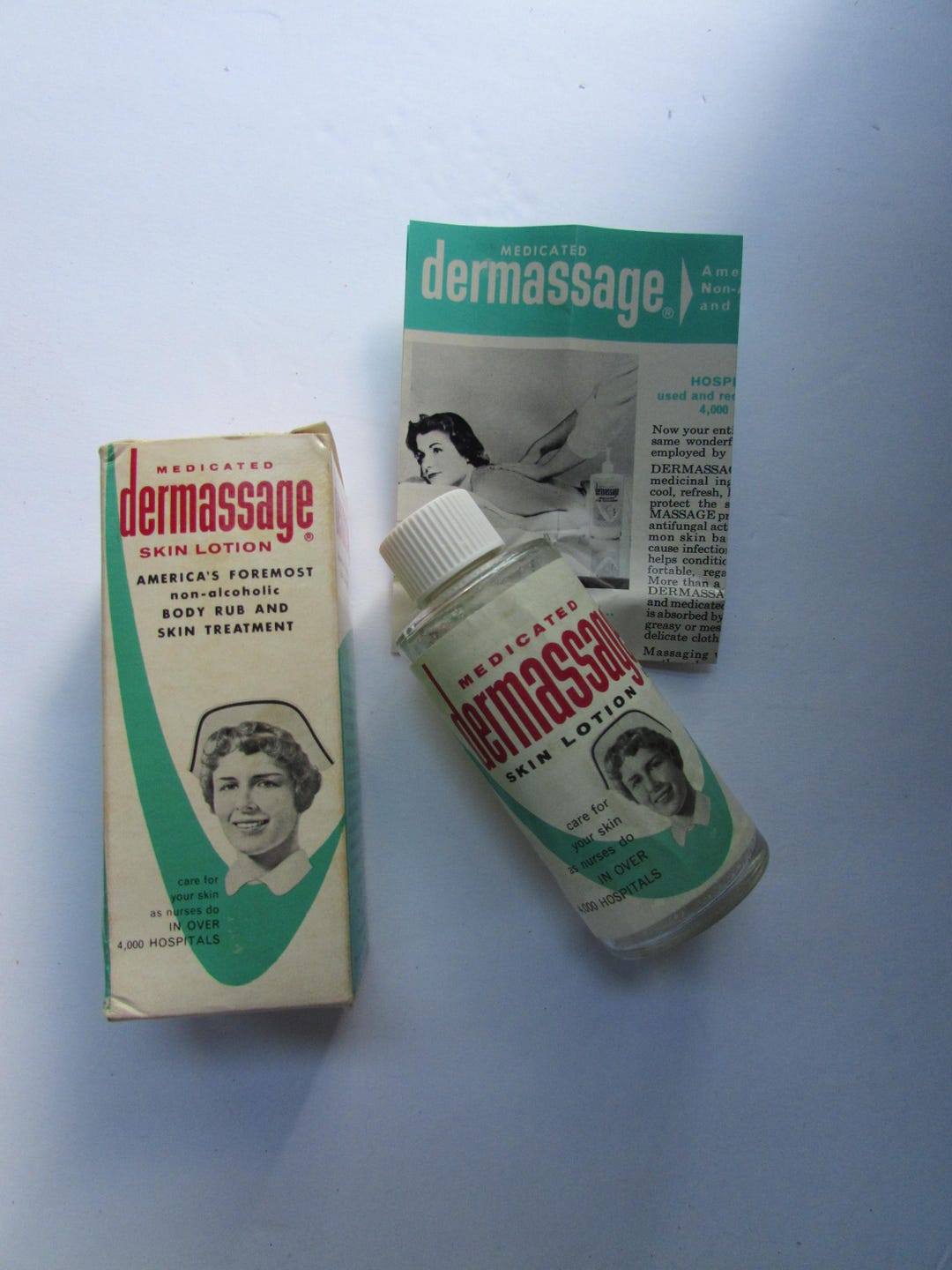 Vintage Advertising Dermassage Lotion Original Bottle Original Box Pre ...