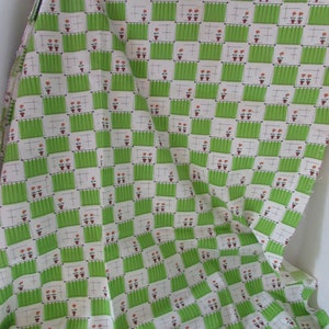Length of Fabric Cotton Fabric Lime Green White Squares Potted ...