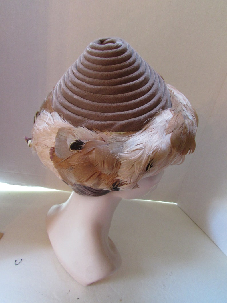 Unusual Vintage Hat Coils of Velvet Conical Shape Feather Band Shades ...