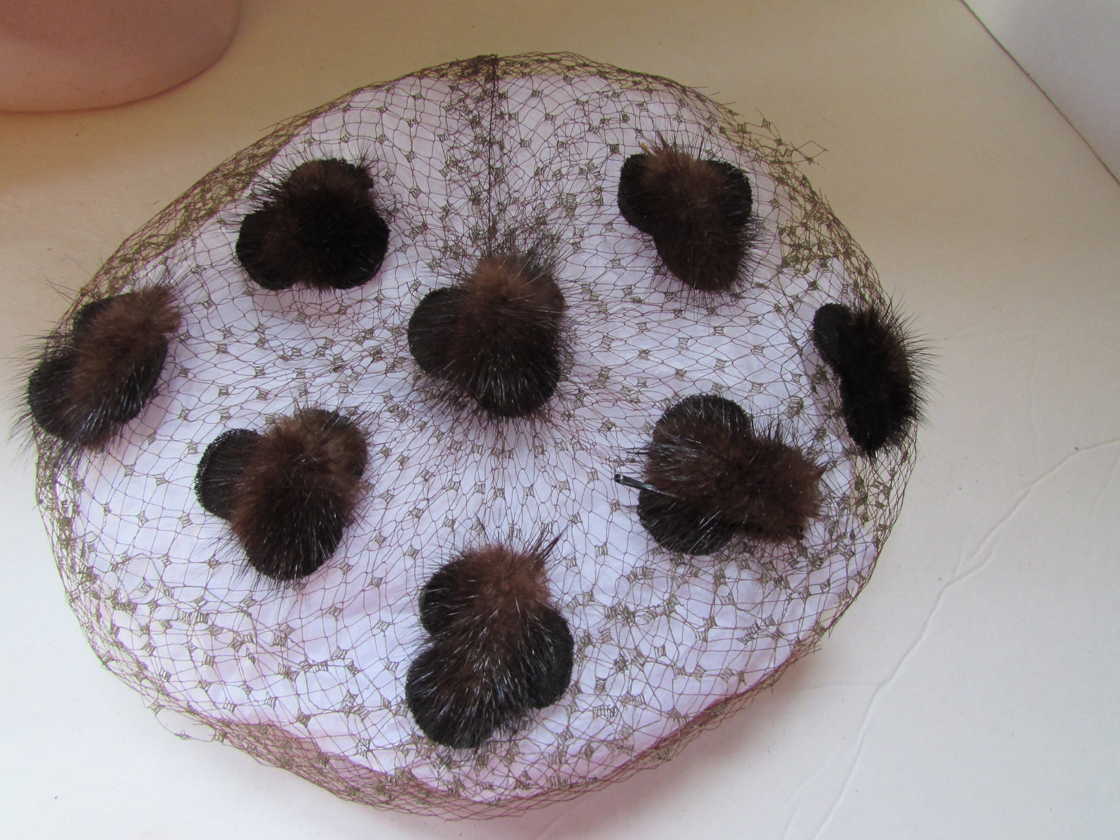 Whimsy Hat Mid Century Era Dark Brown Mink Dark Brown Net Body - Etsy