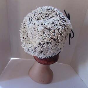 Vintage Hat 1960 Era Bubble Style Hat High Crown White Raffia Loops ...