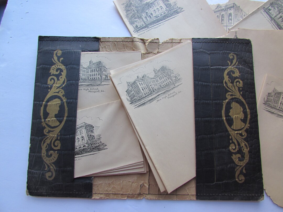 Antique Paper Souvenir Stationery 1905 Era Freeport Illinois Carnegie ...