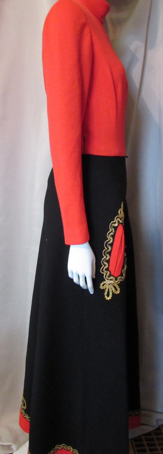 Cossack Style Knit Lounge Gown Full Length Tomato Red… - Gem