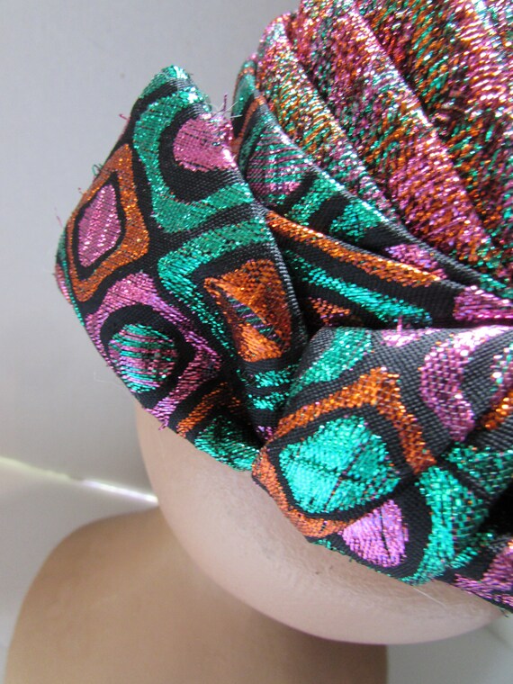 SALE Vintage Hat Metallic Thread Tiered Design Geomet… - Gem