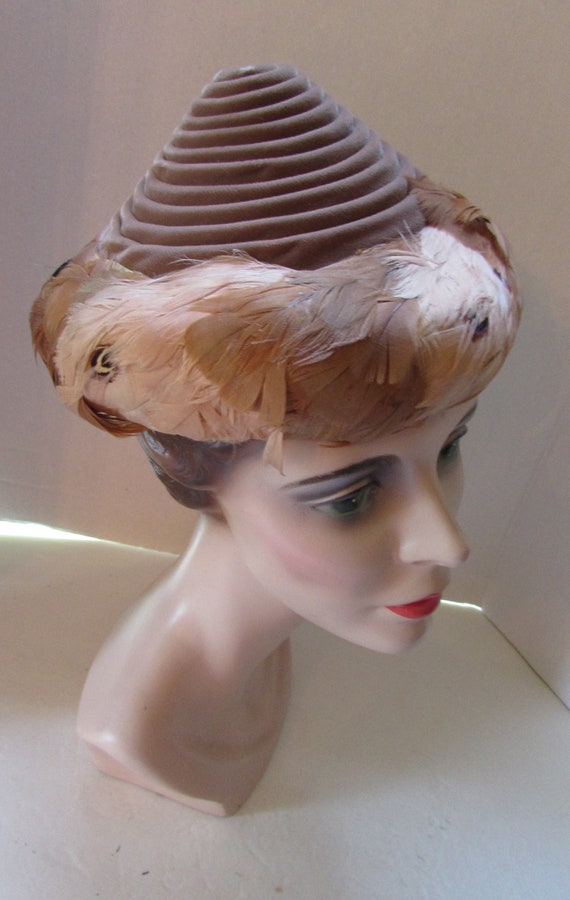 Unusual Vintage Hat Coils of Velvet Conical Shape Feather Band | Etsy