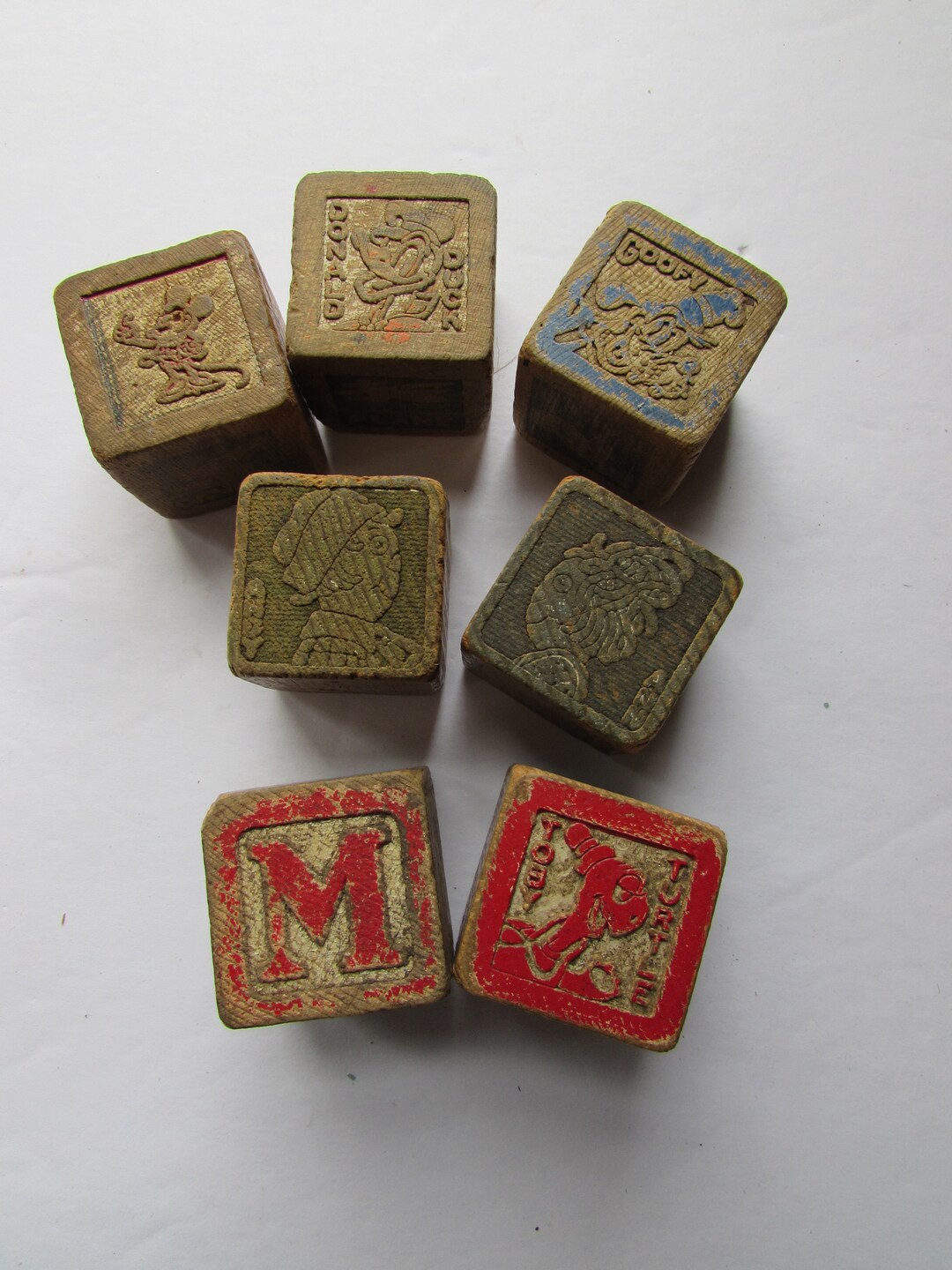 Vintage Blocks Child Building Blocks Wood Blocks Disney Characters ...