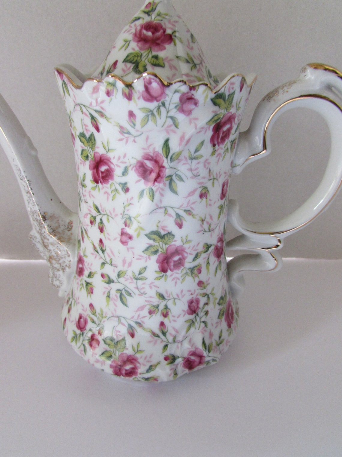 Lefton Brand Rose Chintz Pattern Vintage Coffee Pot Red Stamp - Etsy