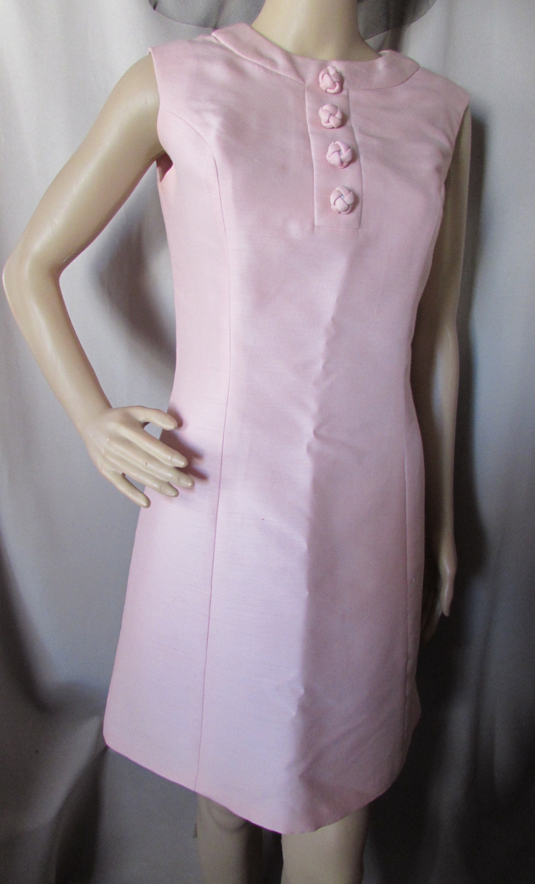 Vintage Dress Pink Sheath Spring Dress Summer Dress Sleeveless Dress ...