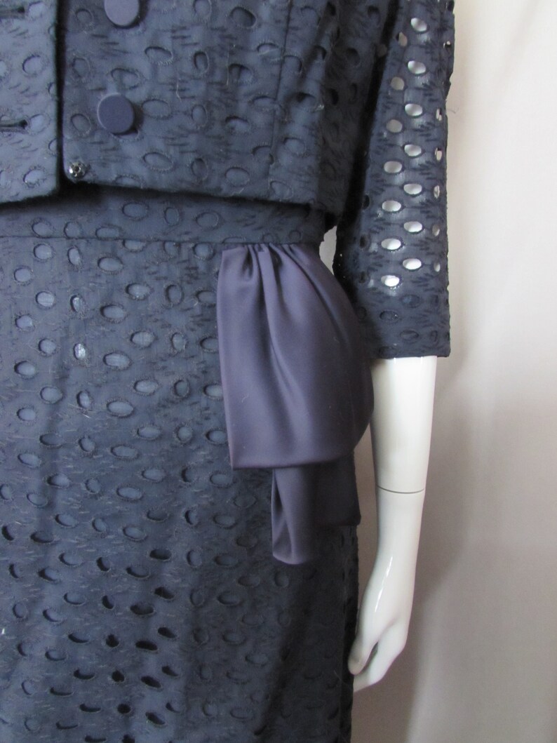 1950 Era Navy Eyelet Sheath Matching Jacket Jack Stern - Etsy