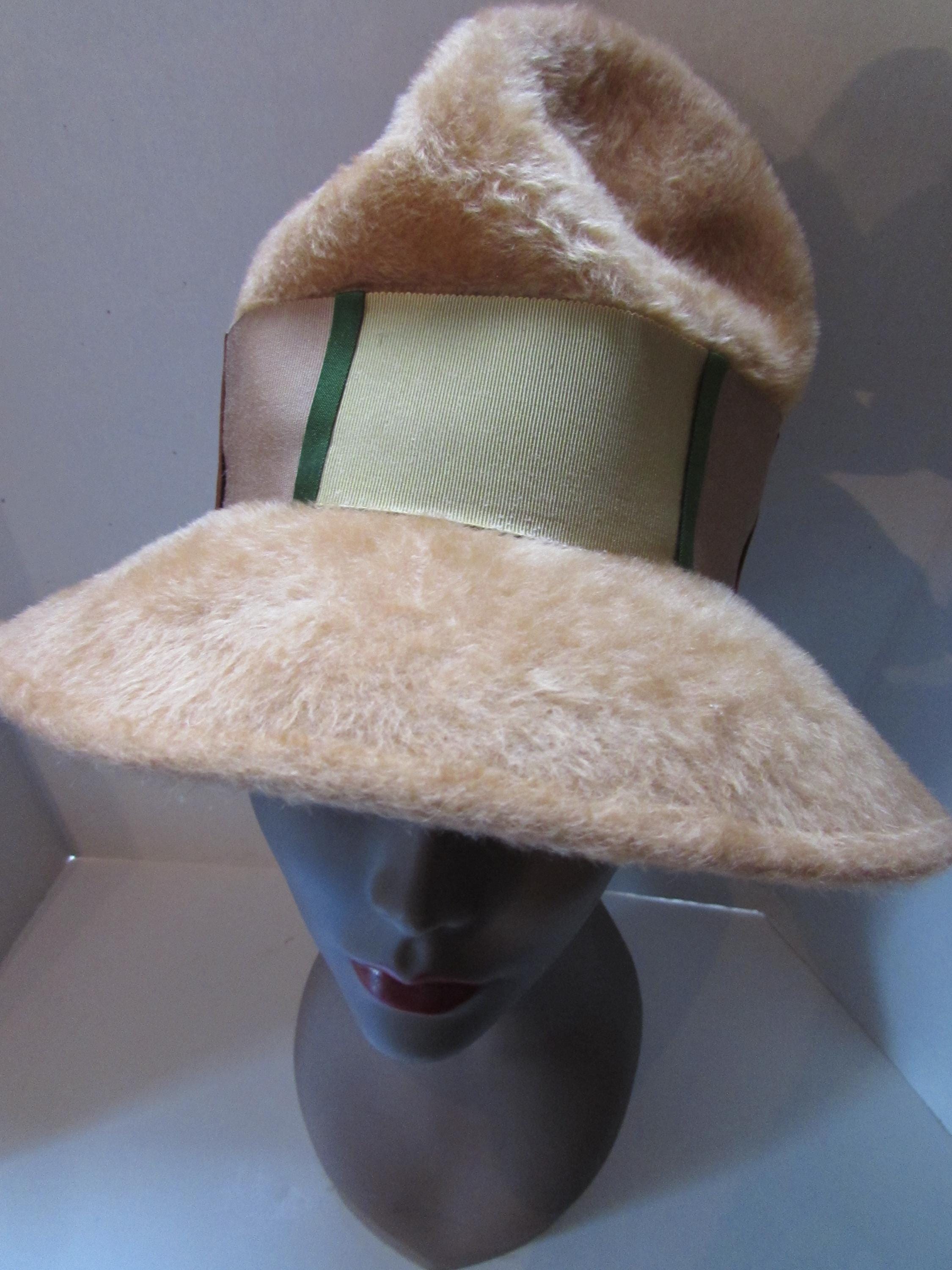 Vintage 1970s Velour Bucket Hat: Camel Color, Grosgrain Ribbon Trim - Etsy