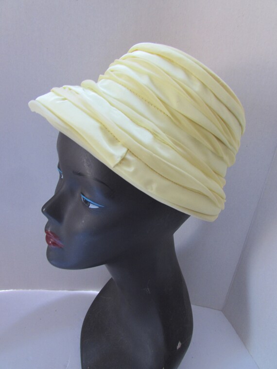 Vintage Hat Bucket Style Mid Century Hat Lemon Yellow… - Gem