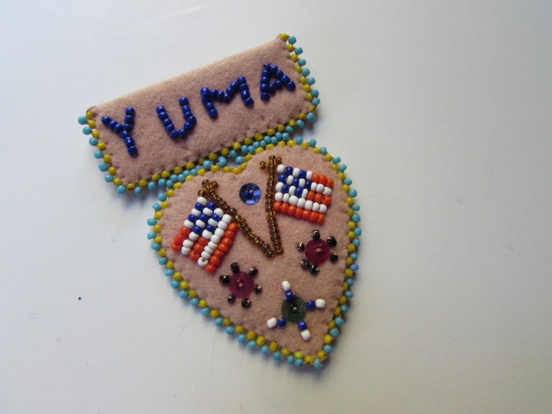 Souvenir Brooch Yuma Arizona Native American Style Hand Made Felt Heart ...