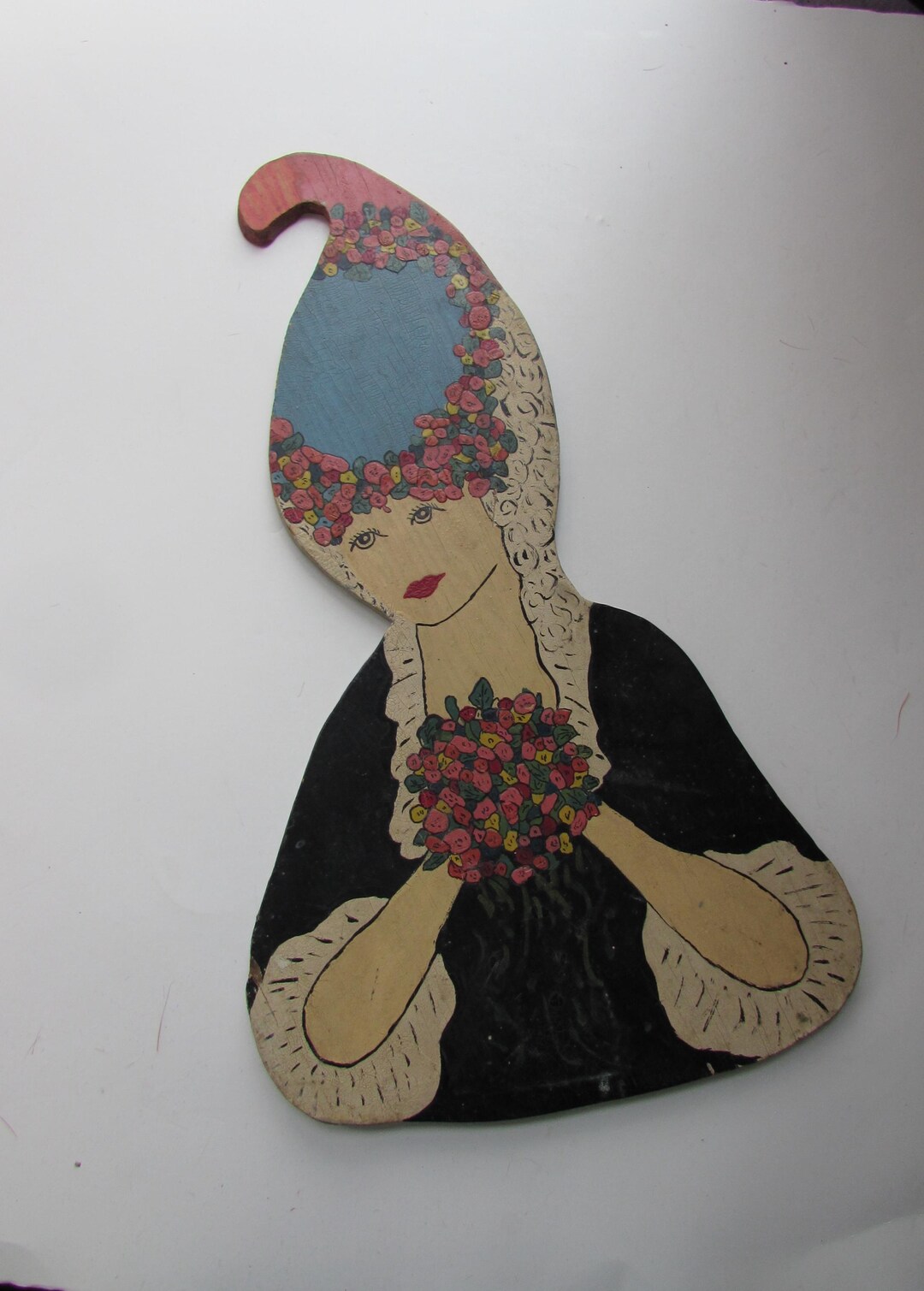 Fancy Lady Wall Hanging Wood Painted Hand Made Door Knob Decoration - Etsy