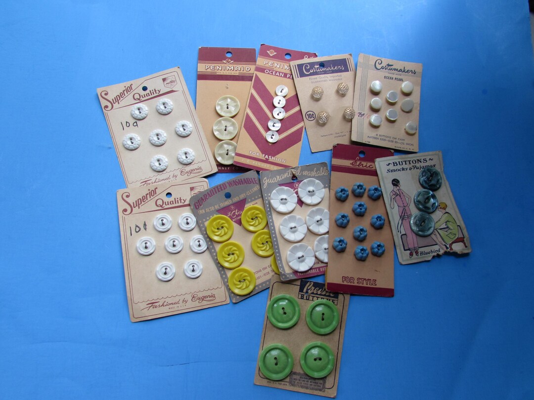 Vintage Buttons Sewing Buttons Original Cards 10 Packets Costume Makers ...