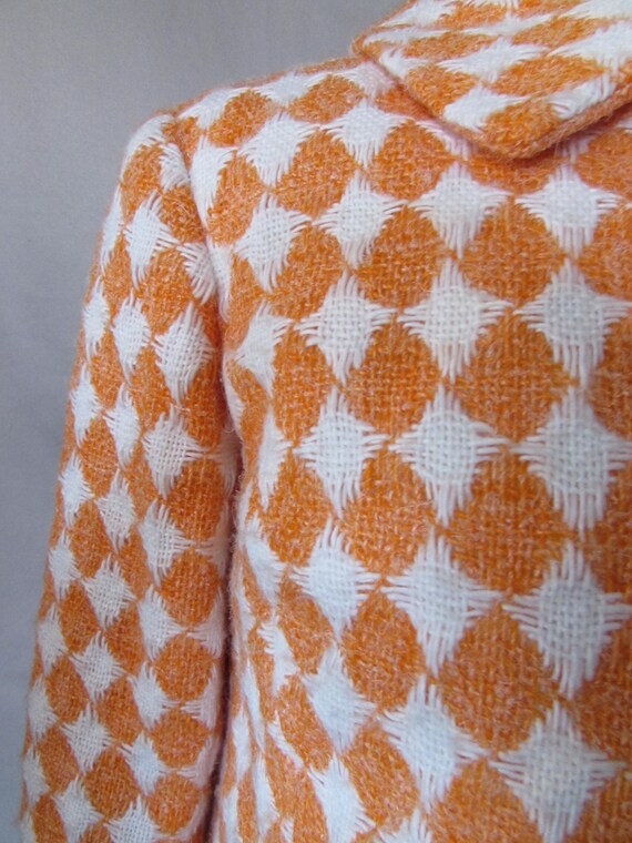 1970 Era Sheath Matching Jacket Pumpkin Orange White … - Gem
