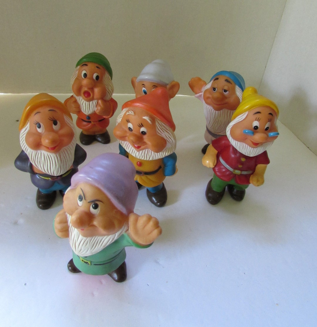 Walt Disney Productions Seven Dwarves Vinyl Characters Colorful Outfits ...