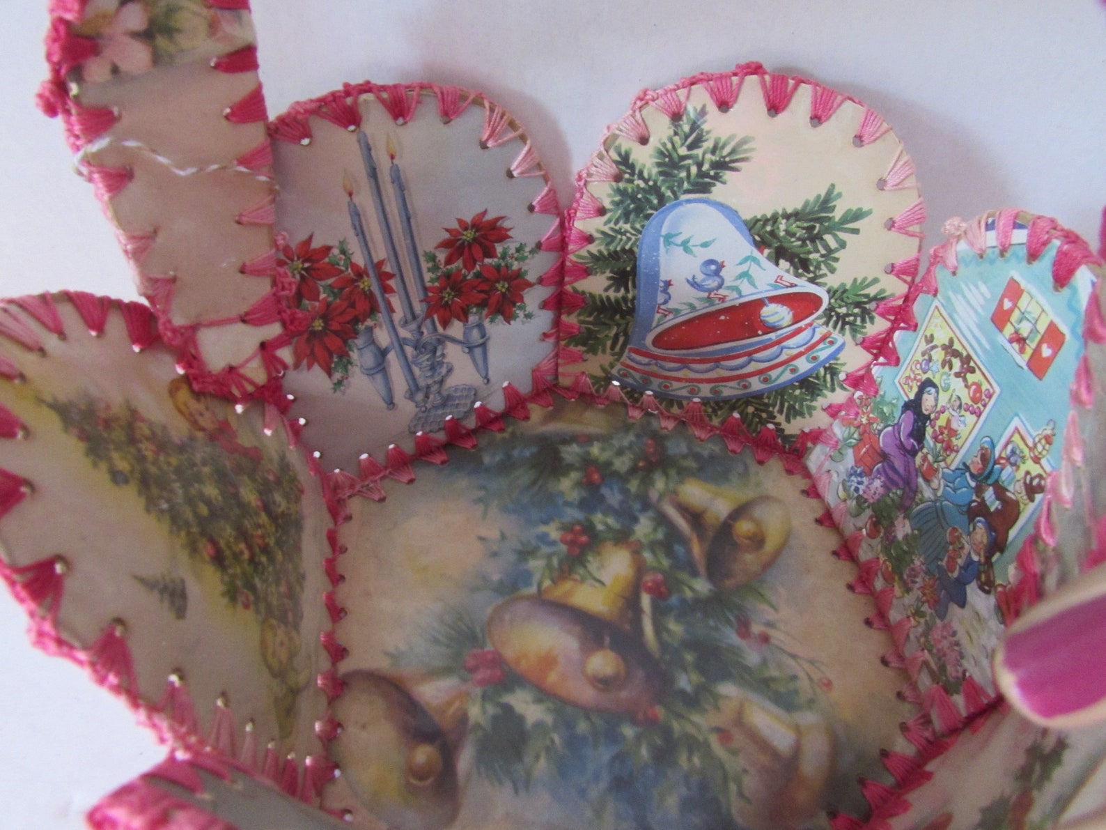 Christmas Decoration Card Basket Handmade Basket Laminated Cards Yarn ...