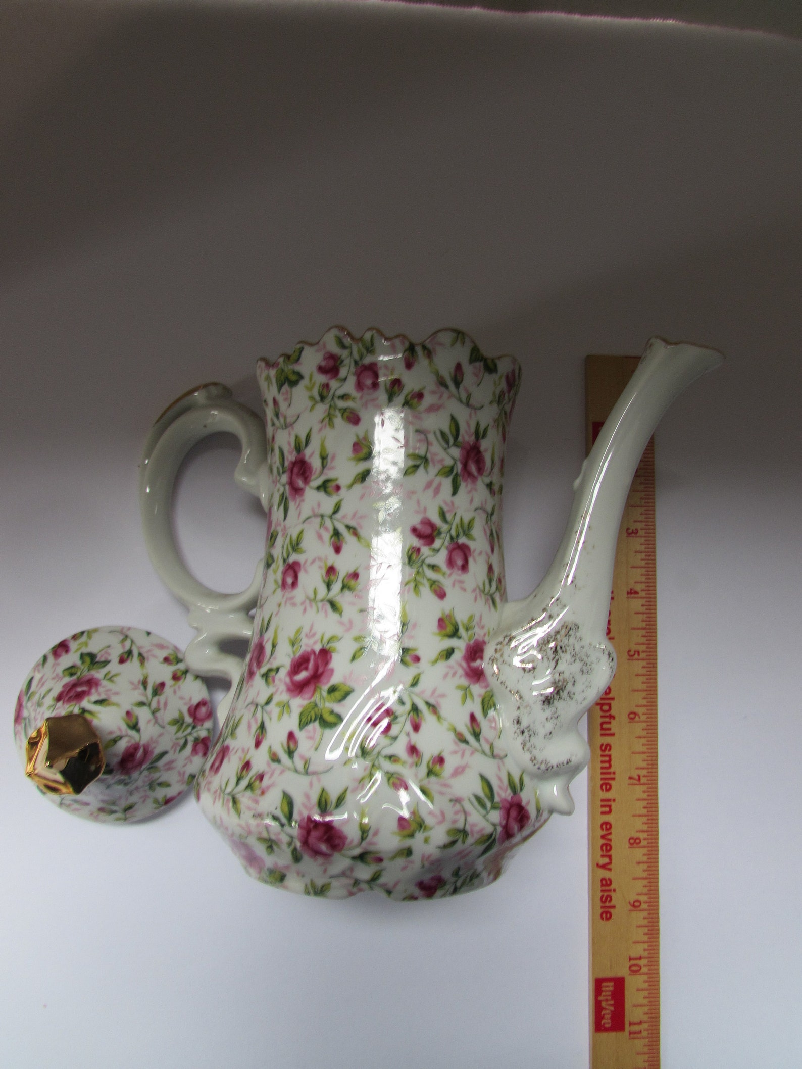Lefton Brand Rose Chintz Pattern Vintage Coffee Pot Red Stamp - Etsy