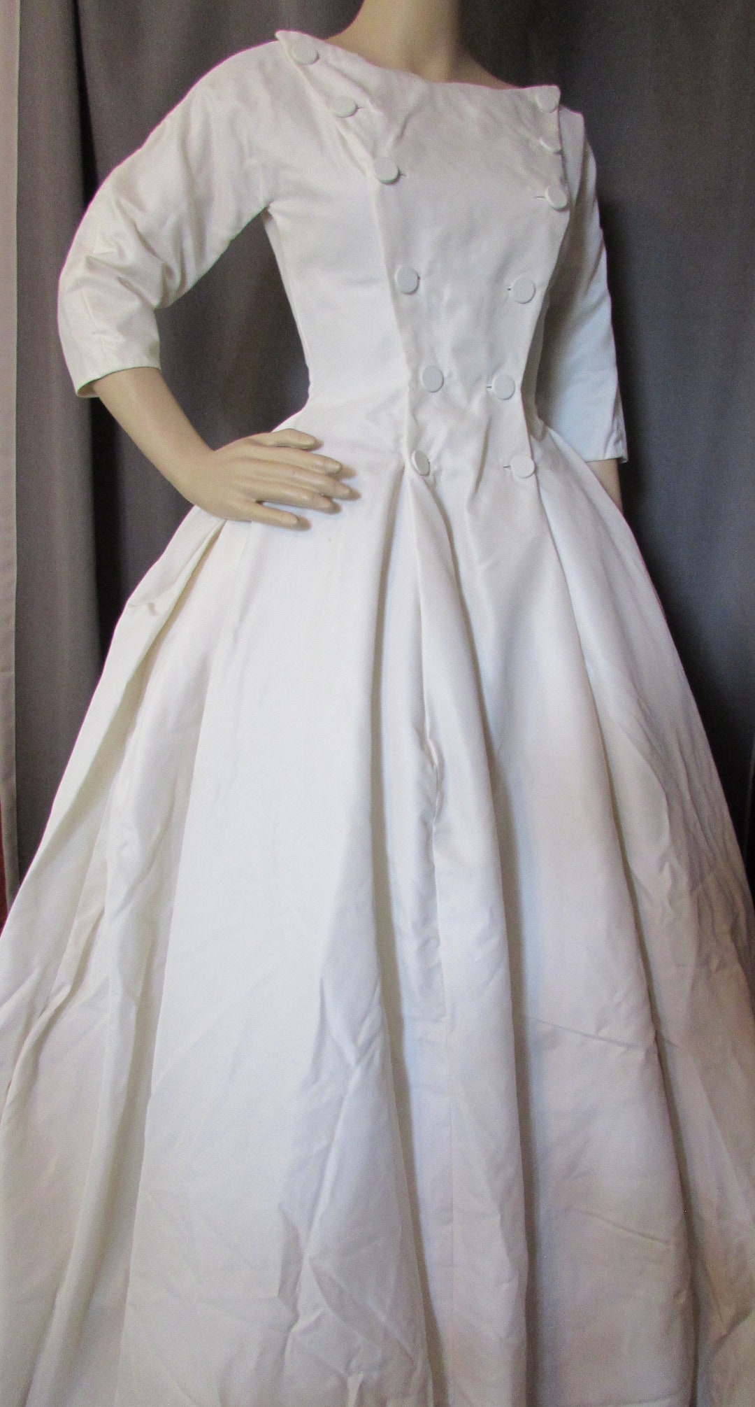 Wedding Dress 1958 Date White Sharkskin Pandora Brand Design by Marie ...