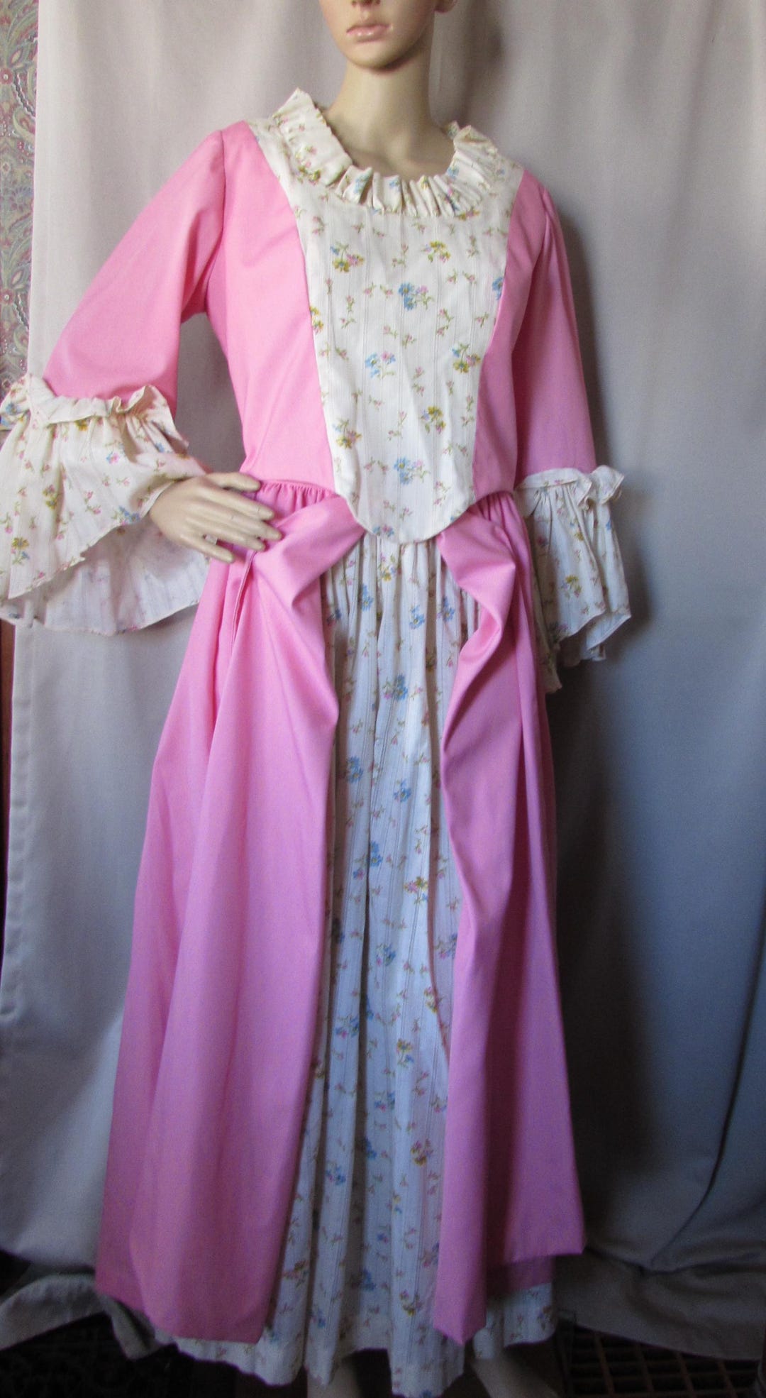 Colonial Style Dress Vintage Costume Hand Made Peony Pink Dress ...