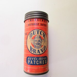 Advertising Tin Dutch Girl Brand Motorist Outfit Patch Repair Van Cleef ...