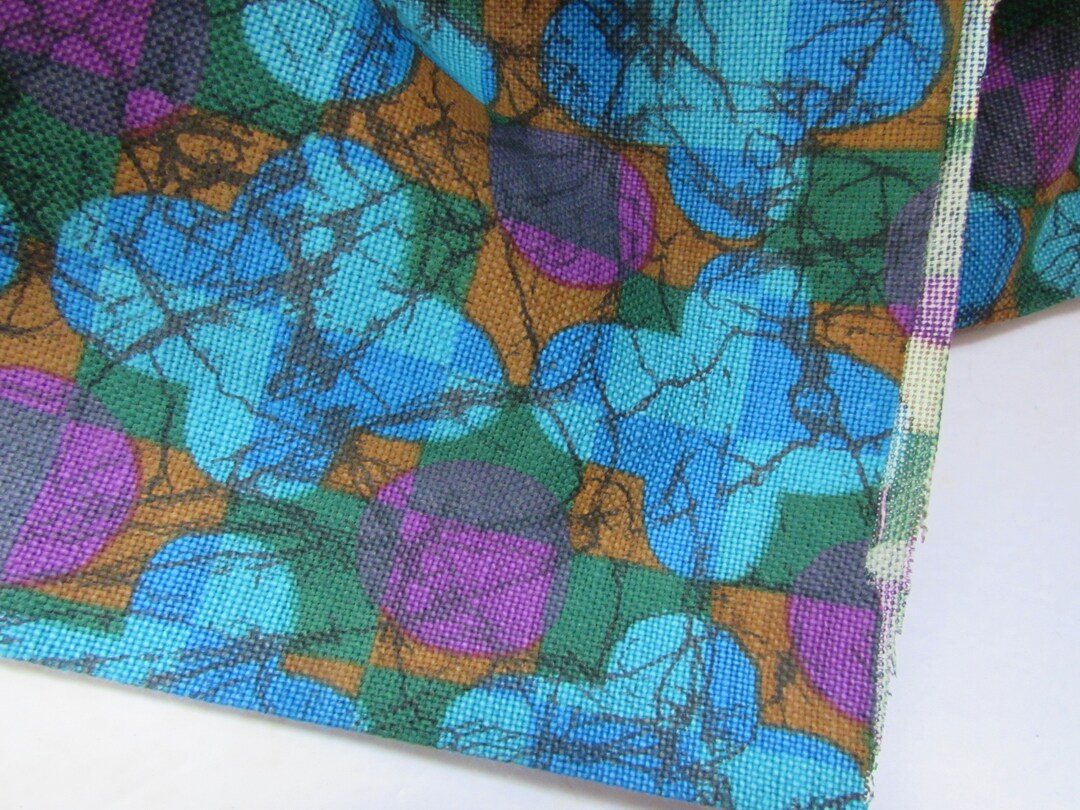 SALE Vintage Fabric Hopsacking Texture Kaleidoscope Pattern 6 Yards ...