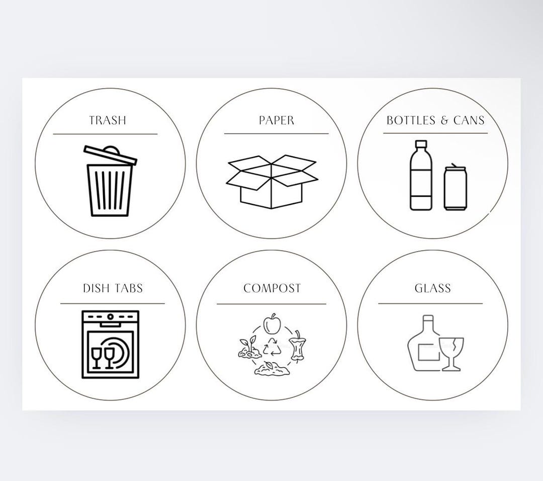 Ikea HALLBAR Labels - Trash and Recycle, Kitchen Bin Labels - Etsy