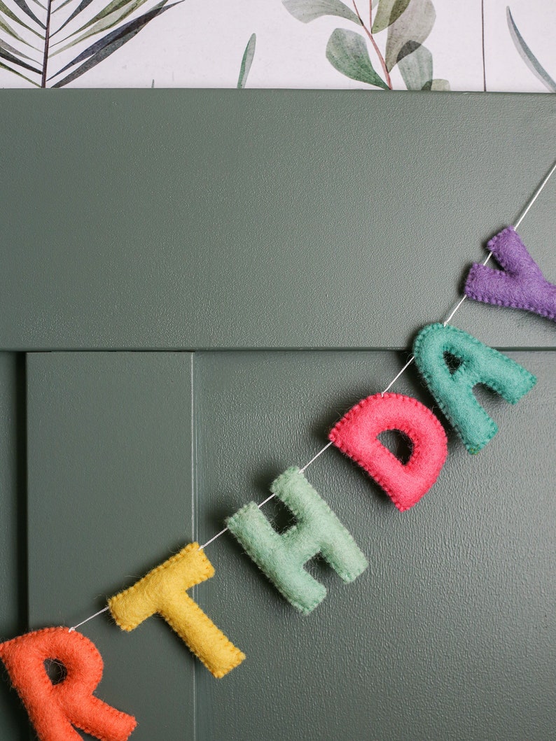 Happy Birthday Banner Felt | Felt Bunting Birthday Decor | Felt Garland ...