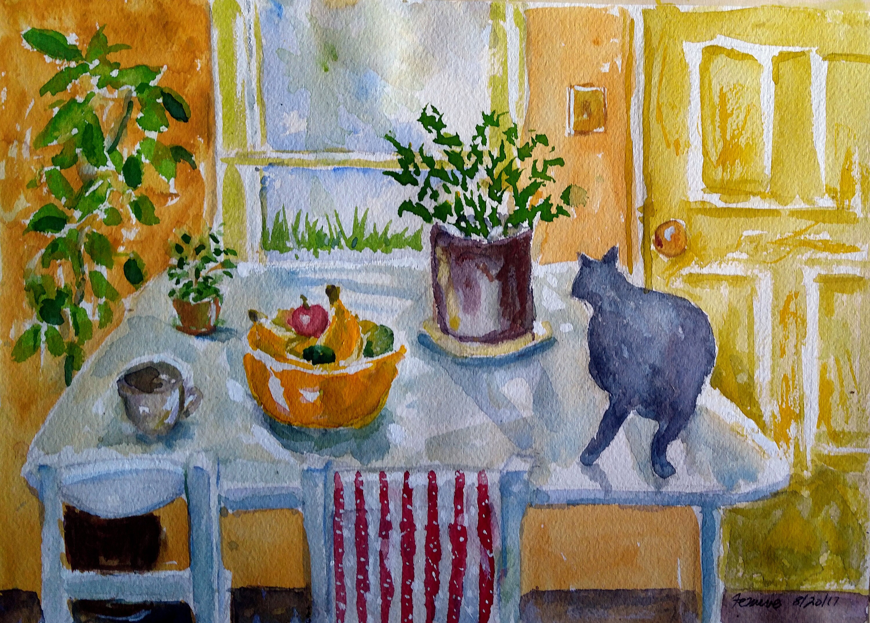 Print of original painting domestic scene kitchen scene | Etsy