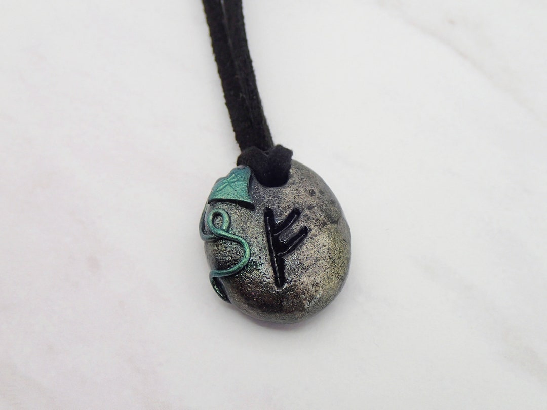 Feoh Fehu Rune Necklace Norse Viking Runestone Symbolic Pendant Ancient ...