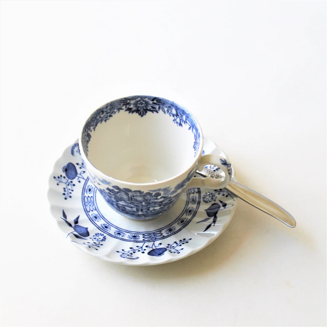 Mix and match blue and white cup and saucer set, Johnson Brothers ...