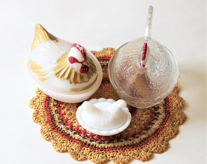 Vintage Hen on Nest Candy Dish Instant Collection, 3 Hen on Nest Lidded ...