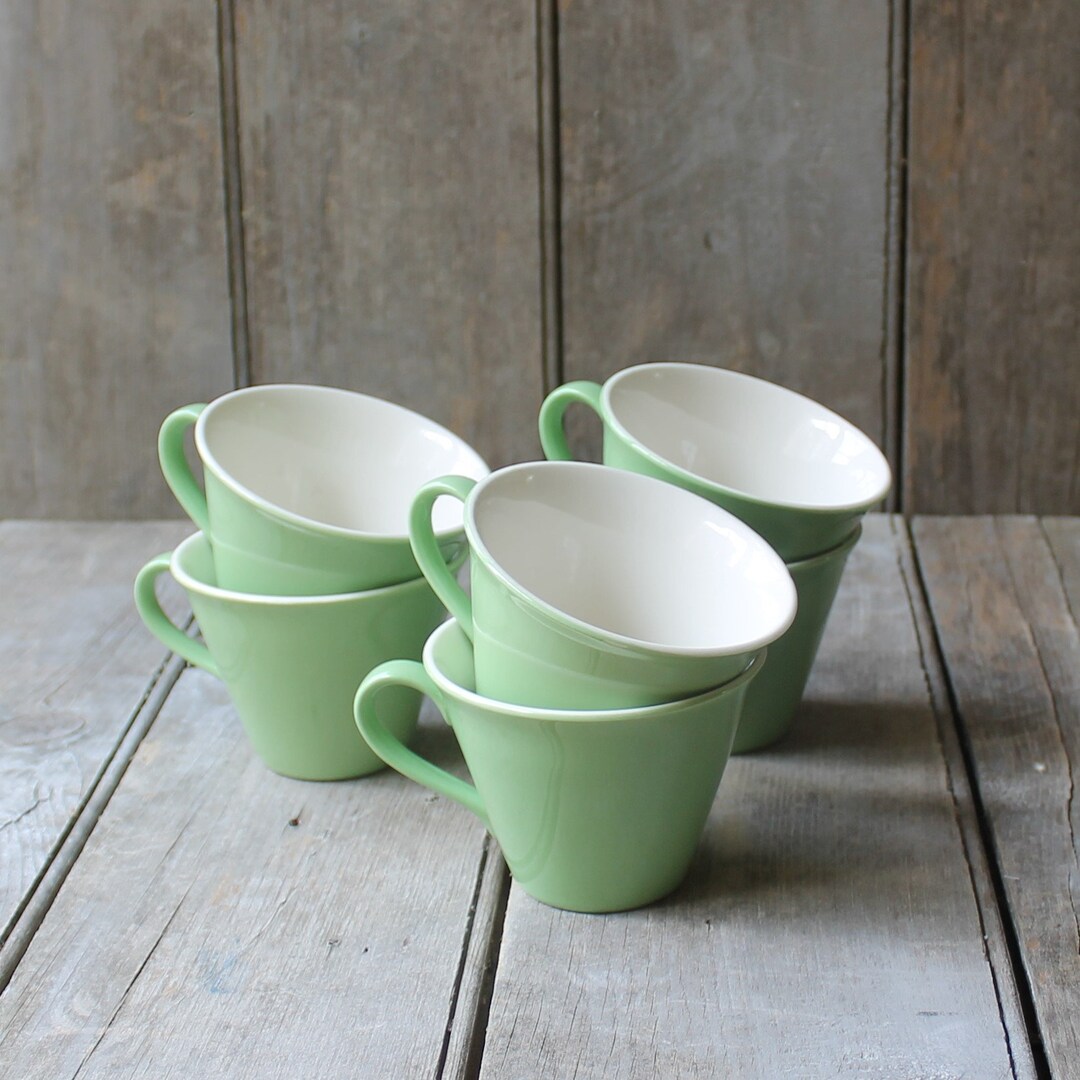 Mint Green and White Coffee Cups 6 From Salem China, Sold as Set, MCM ...