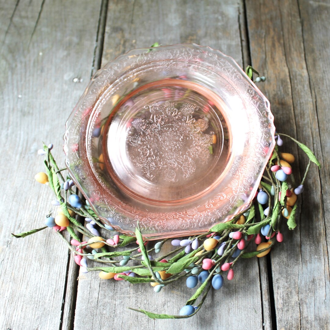 Hazel Atlas Florentine No. 1 pink Bread and Butter Plates 3, 6-sided ...