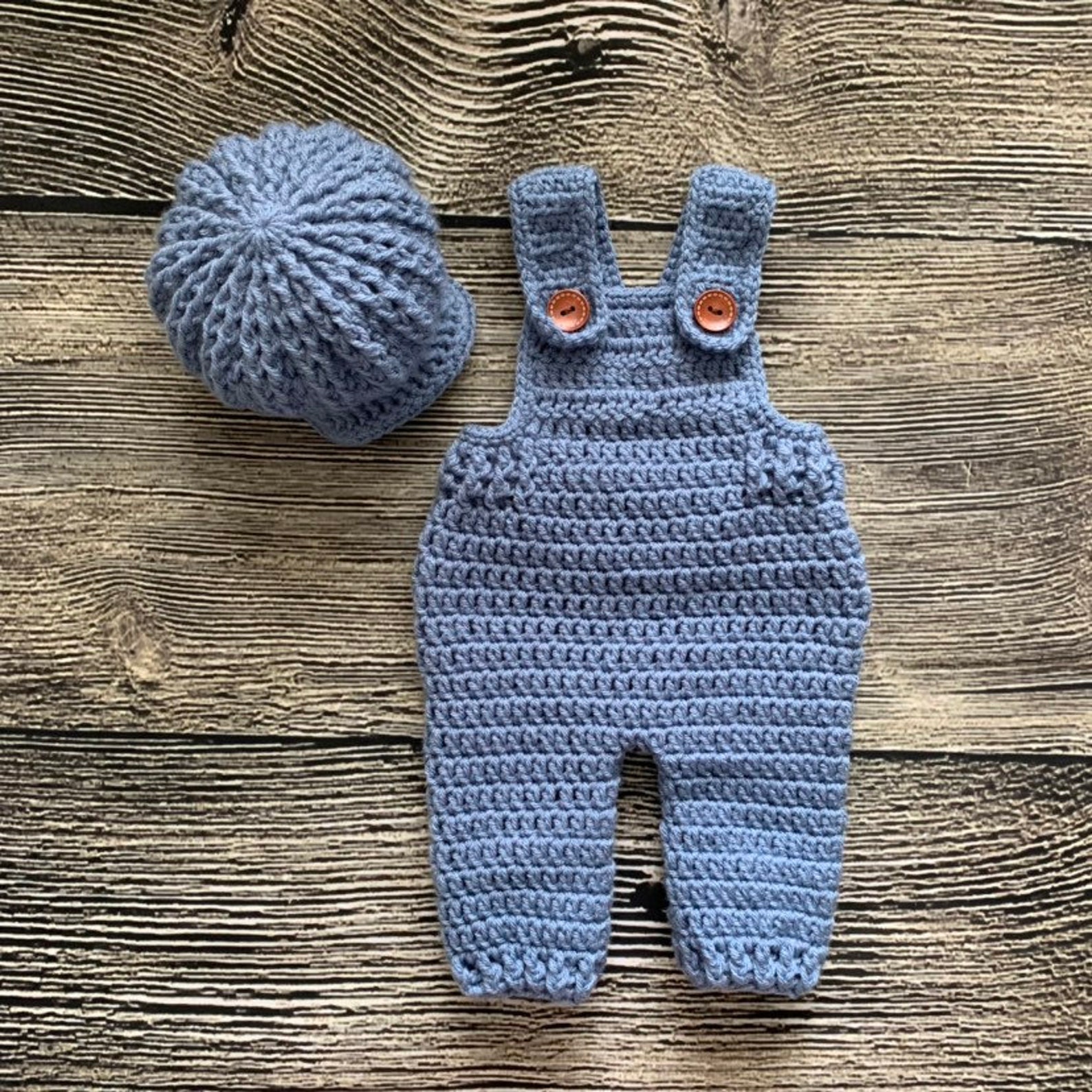 Newborn Baby Crochet Overalls With Newsboy Cap. Baby Boy - Etsy