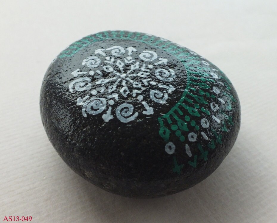 Medium-sized Hand Painted Alchemy Stone With Green & White - Etsy