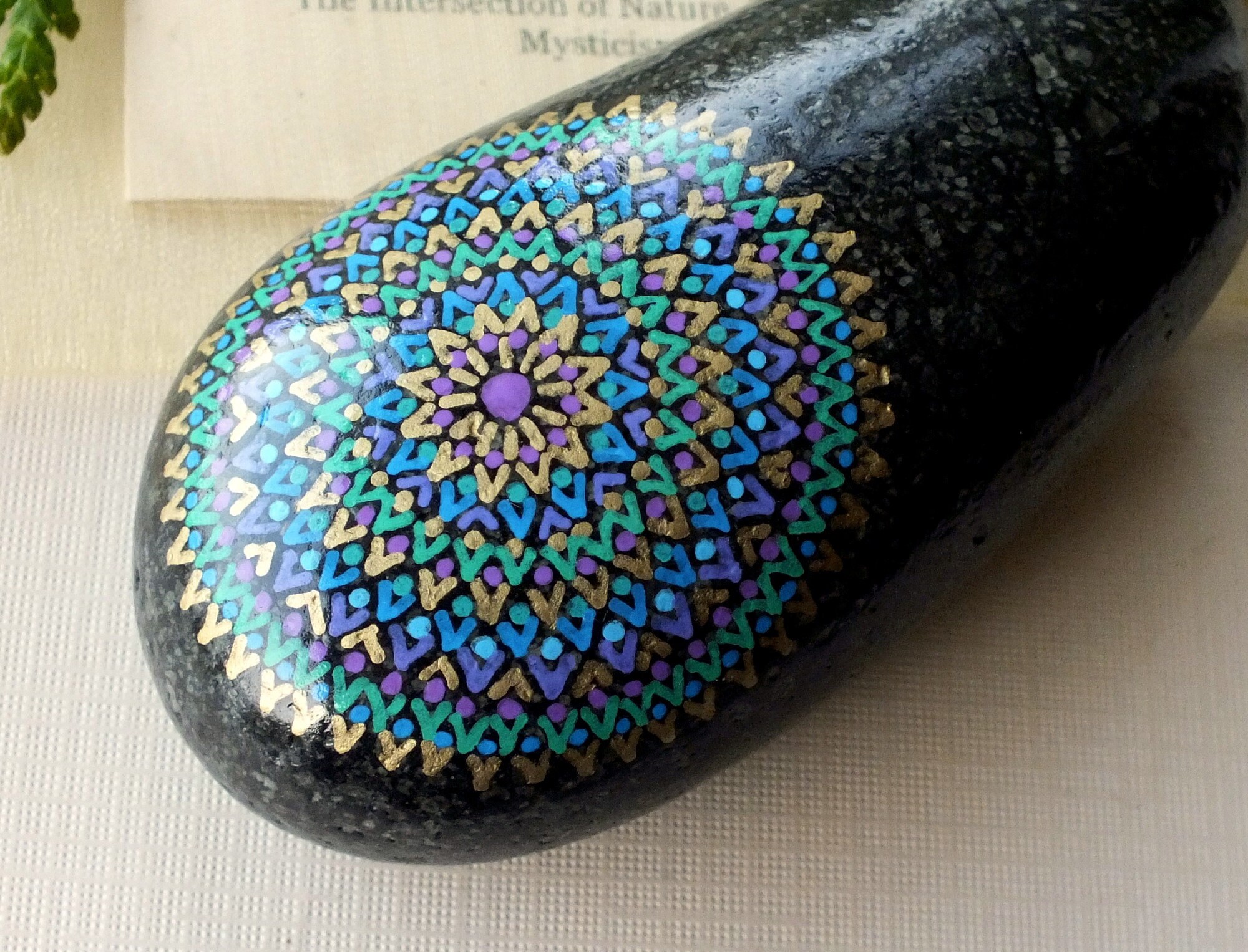 Large Hand Painted Alchemy Goddess Stone With Green, Purple, Turquoise ...