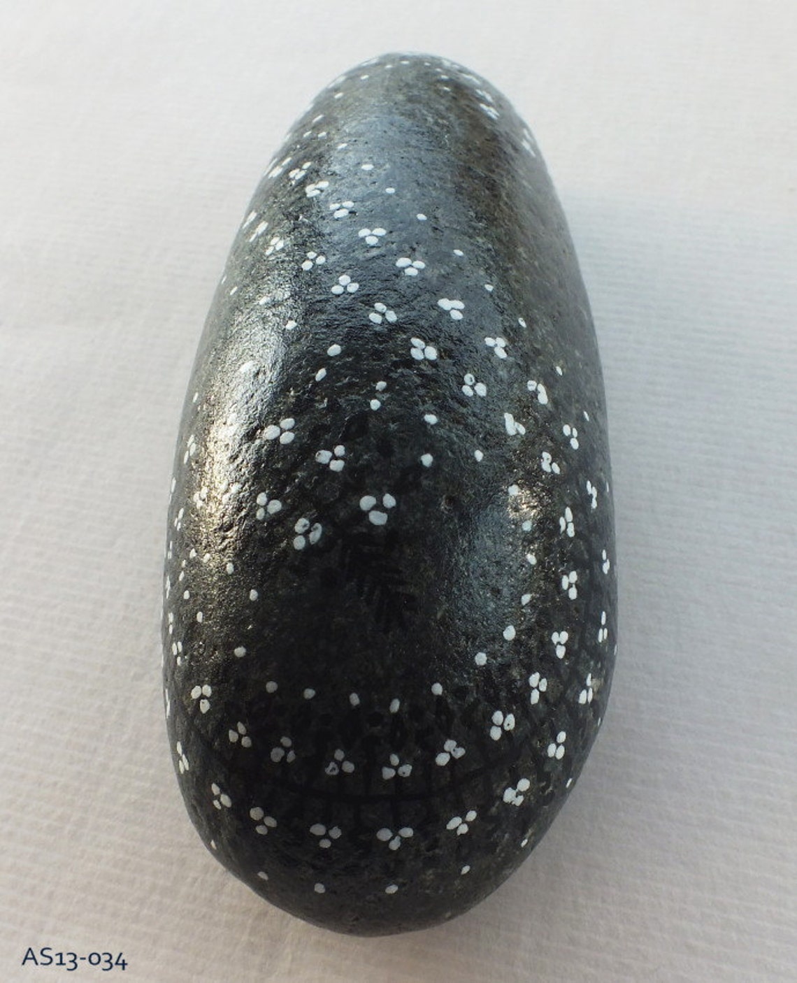 Large Hand Painted Alchemy Stone With Black & White Garland Sacred ...