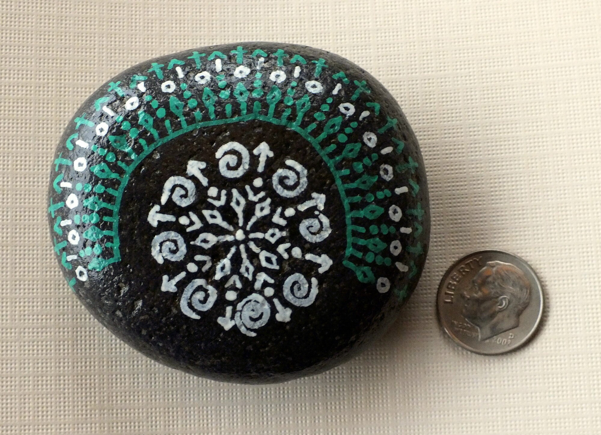 Medium-sized Hand Painted Alchemy Stone With Green & White - Etsy