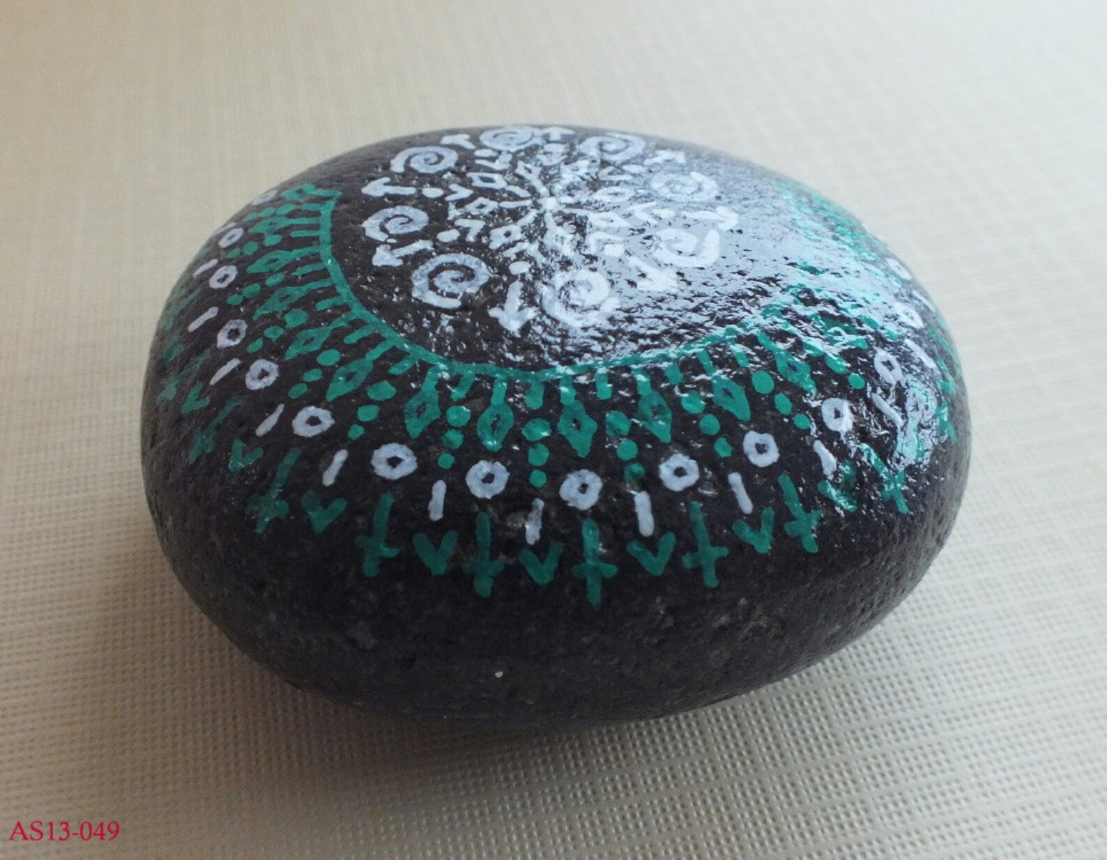 Medium-sized Hand Painted Alchemy Stone With Green & White - Etsy