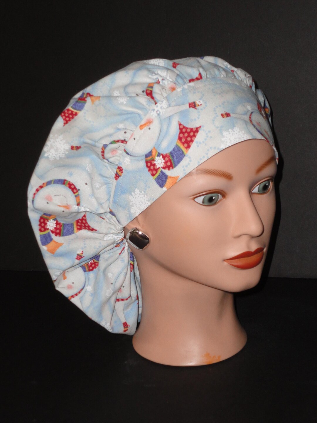 Perfect Sized Bouffant Cap...snowmen Down Below...winter/scrub Hat ...
