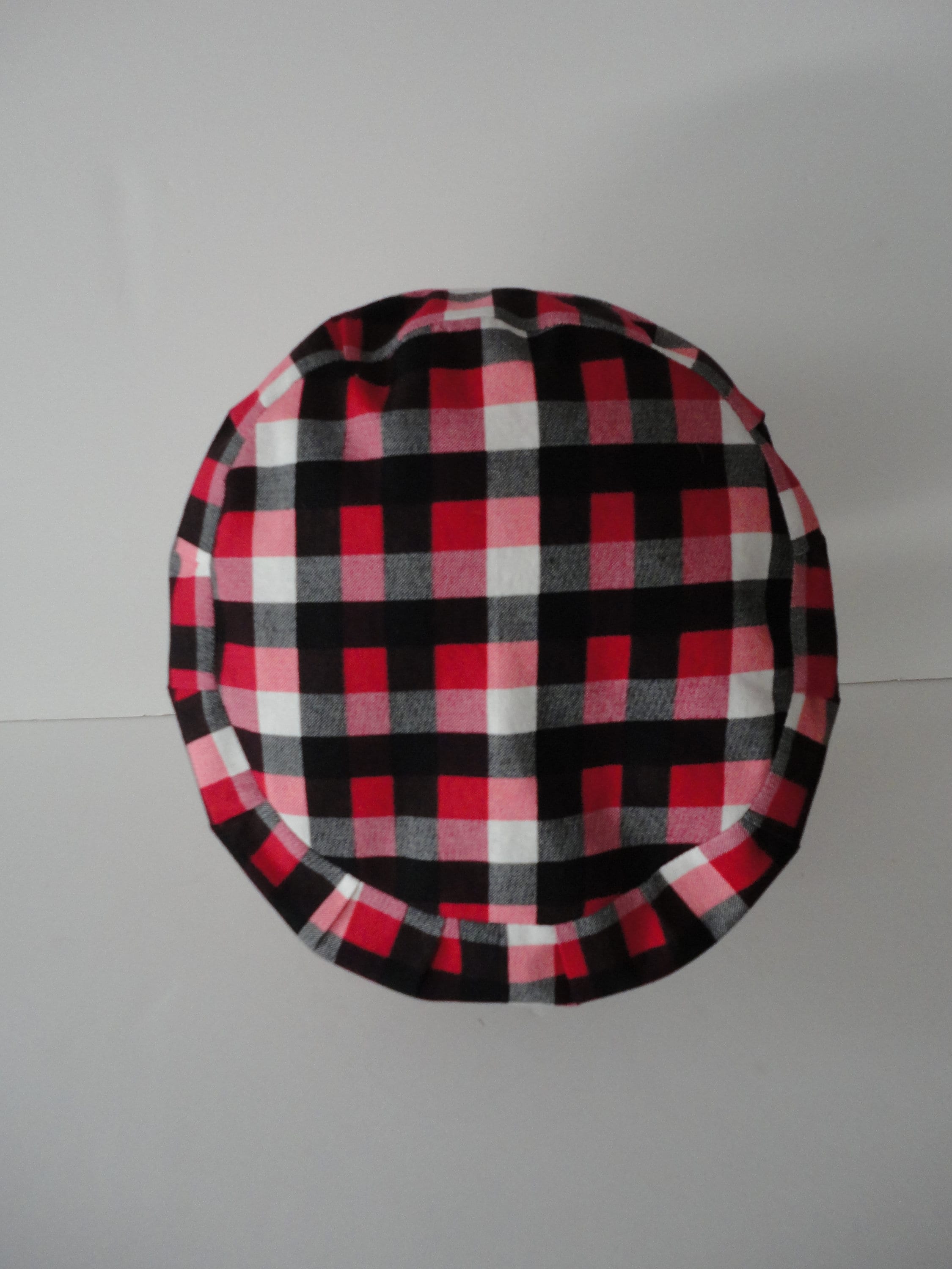 Ribbon Trimmed European Cap...buffalo Check W/white..red - Etsy