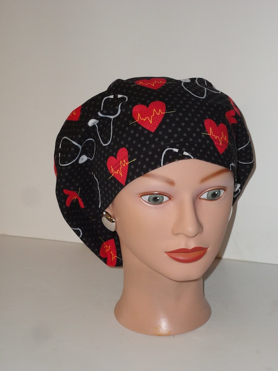 European Scrub Cap...first Aid Black Dotted | Etsy