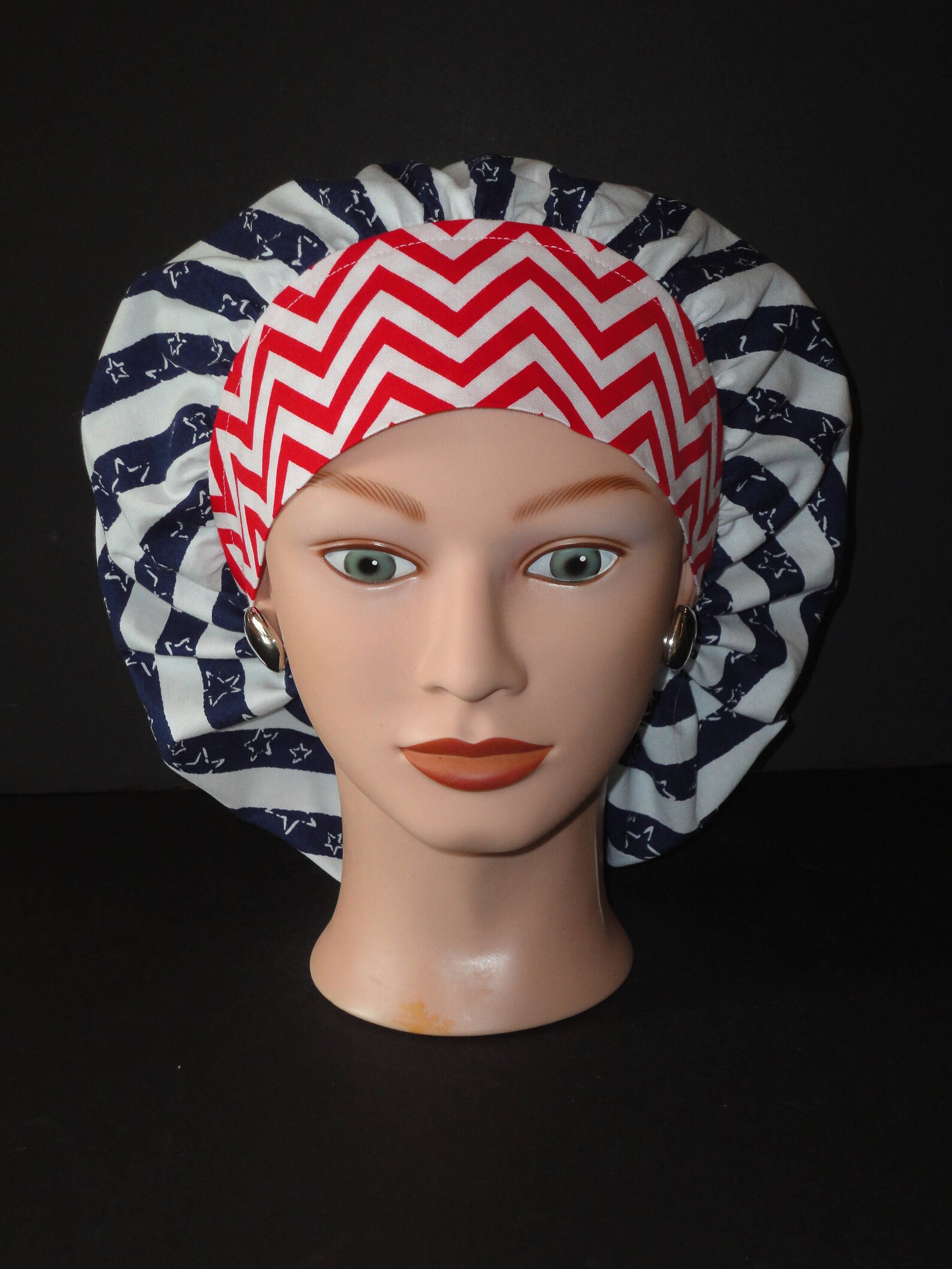 Perfect Sized Bouffant Scrub Cap...stars & Stripes W/red - Etsy
