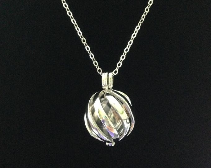 Cremation Urn Necklace, Cage Locket With Clear or Colored Glass Orb for ...
